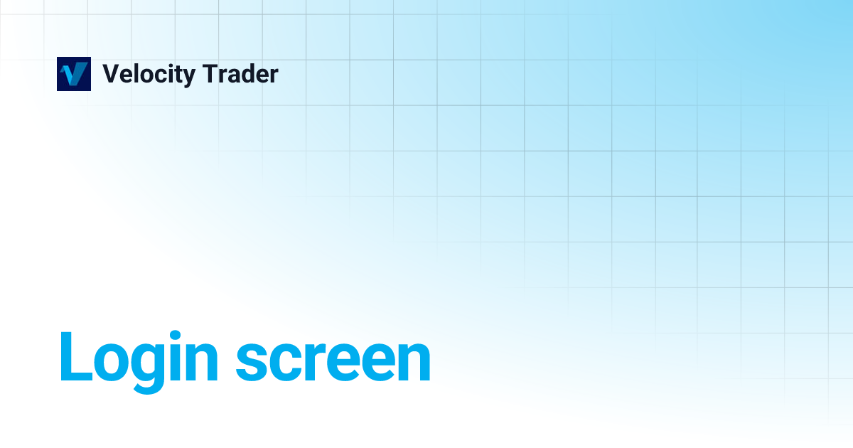 Login screen | Velocity Trader